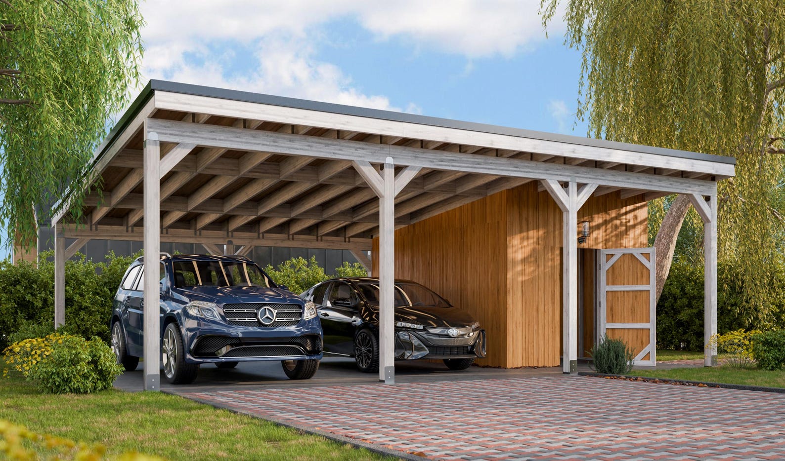 20x30 Two-car Carport With Storage Shed Plans - Etsy