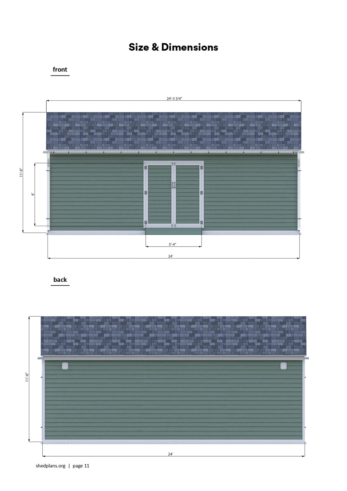 Shed Plans 12x24 Gable Storage Shed PDF - Etsy
