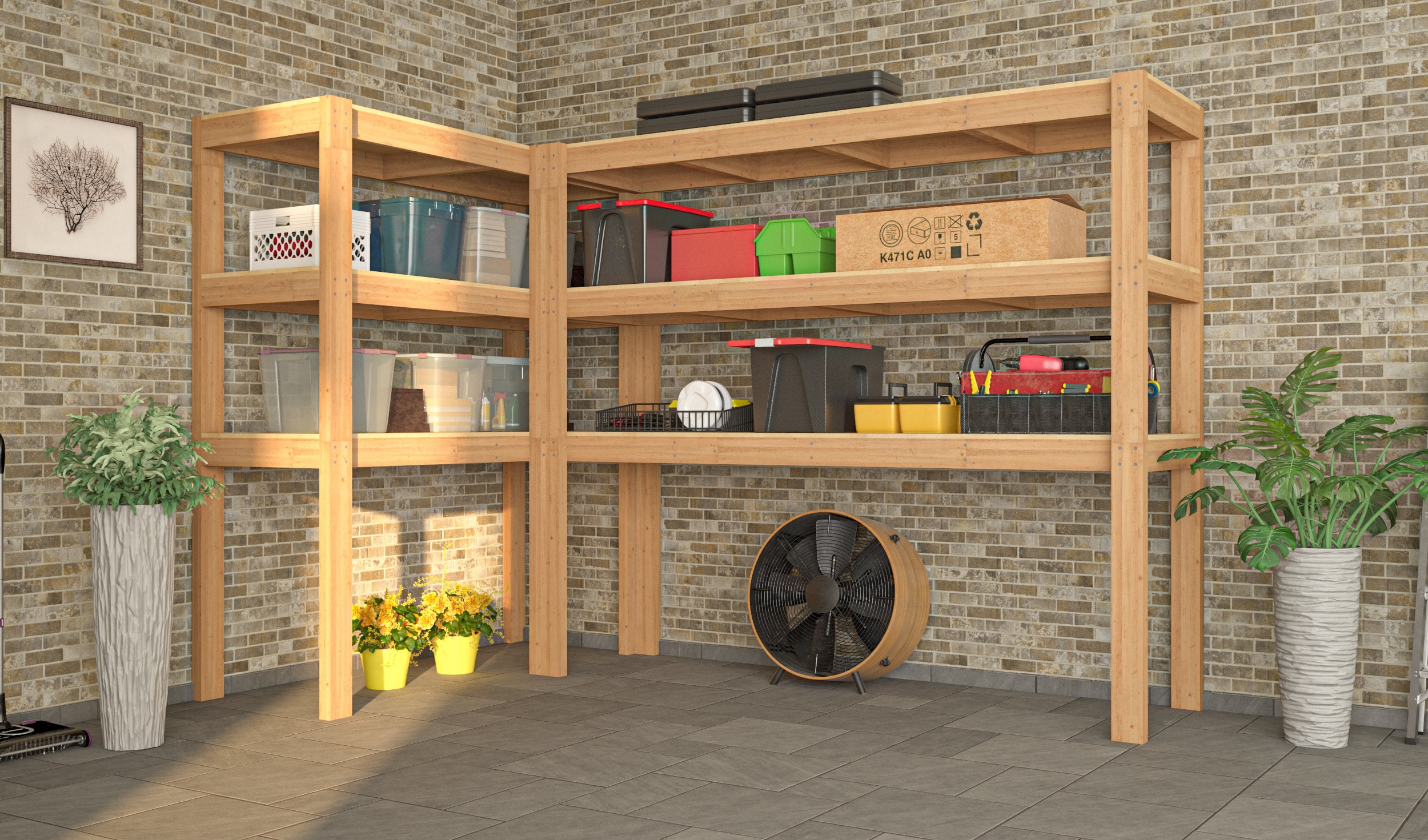 6x10 L-shaped Garage Storage Shelves Plans PDF - Etsy