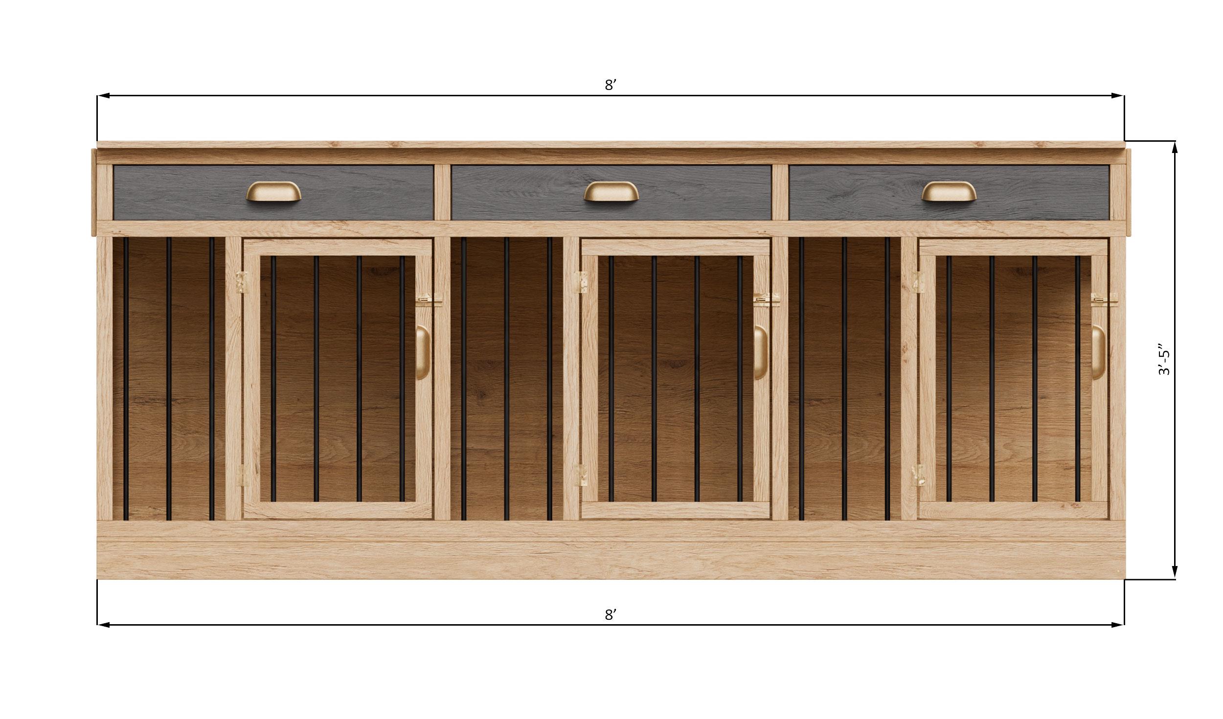 Triple Dog Crate Plans With TV Stand – Modern Wooden Kennel for 3 Dogs ...
