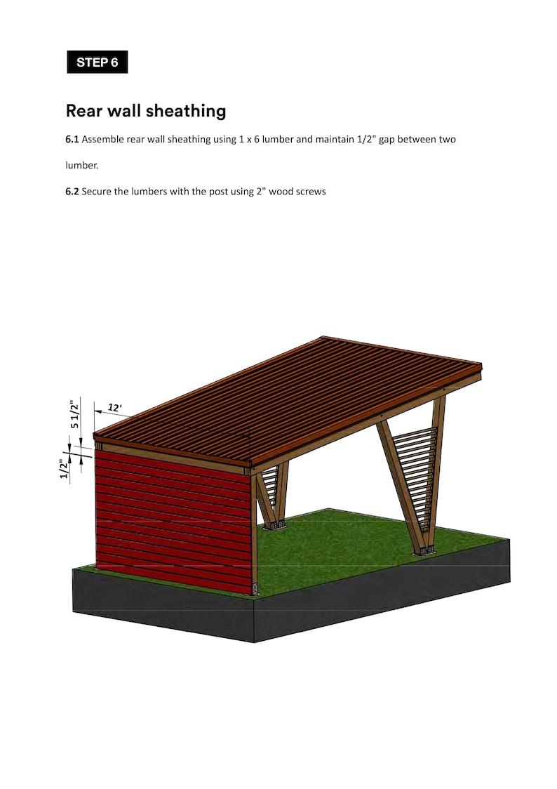 Free Standing Lean to Carport Plans – DIY Slanted Roof Car Shelter With ...