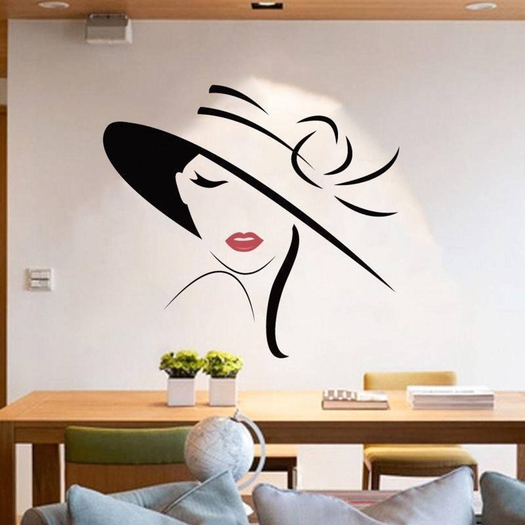Lady Face Wall Art Stickers. Woman Face Wall Art Stickers. Ladies Face ...