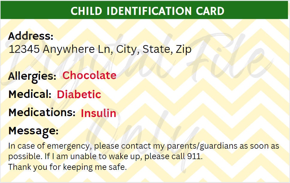 Custom Child ID Card Canva Template: Printable Kid Badge (digital File ...