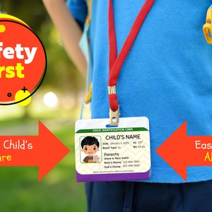 Editable Child ID Card Canva Template, Custom Kid ID Card, Printable ...