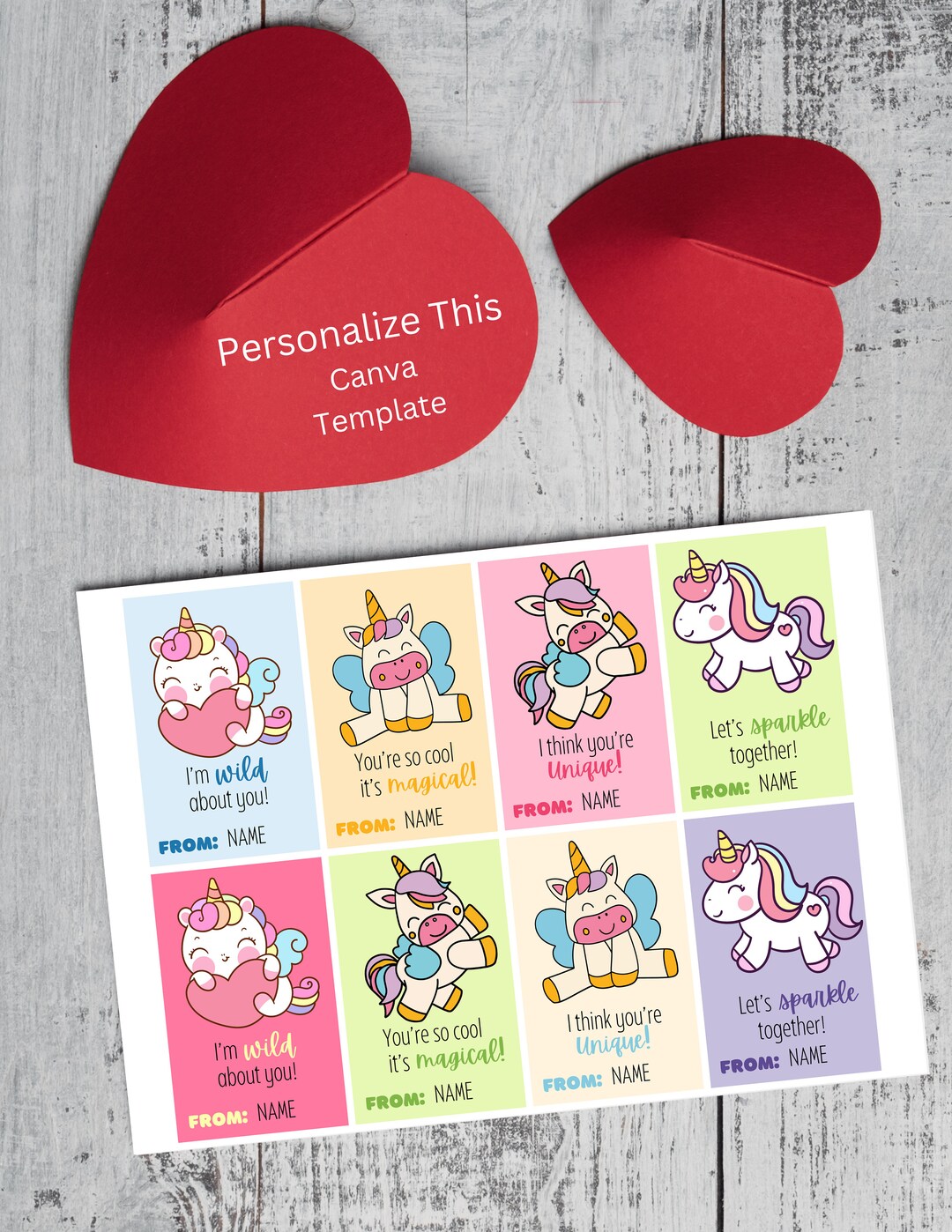 Editable Child Valentine's Day Canva Template, Custom Kid Valentine's ...