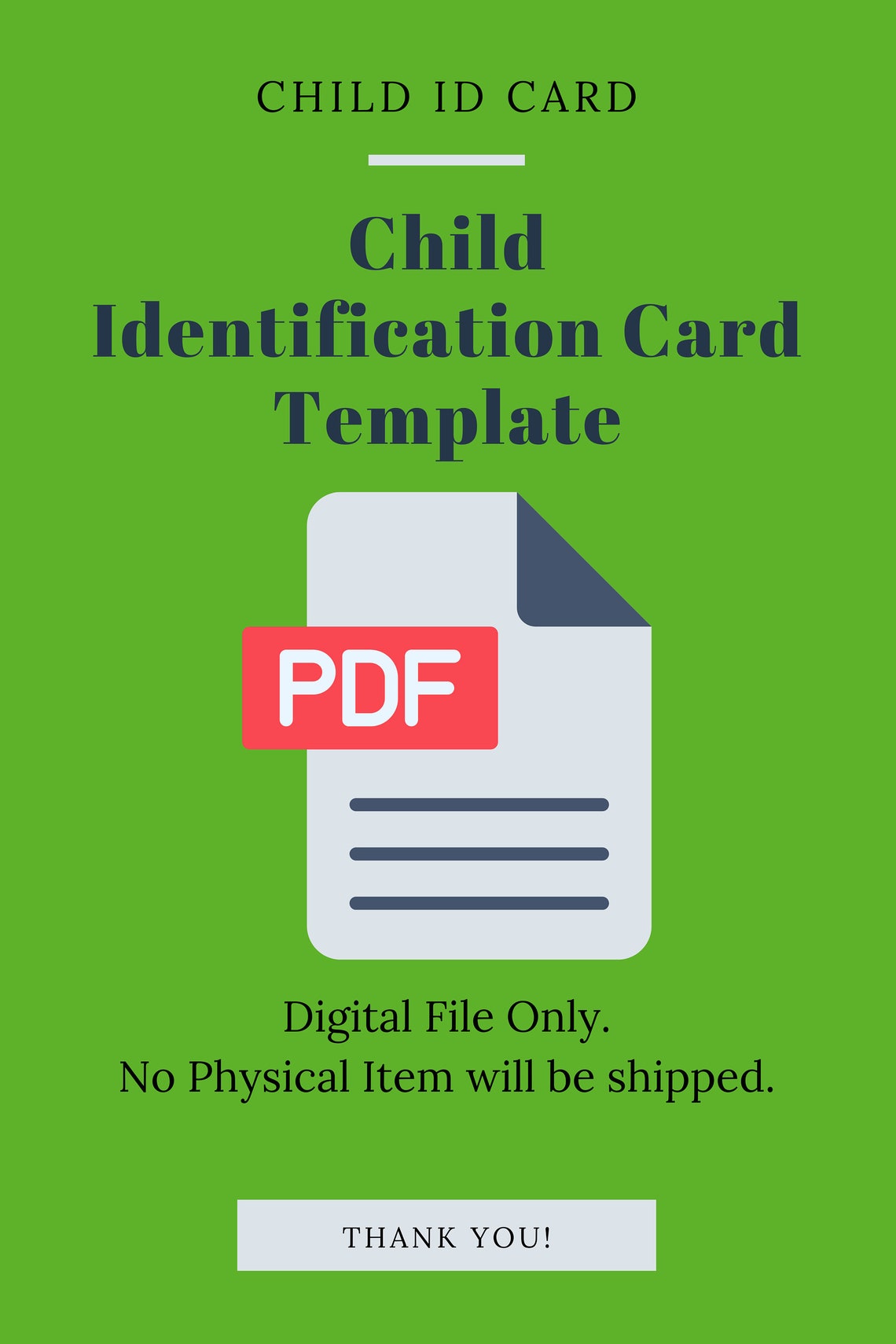 Editable Child ID Card Canva Template: Custom Photo Badge (digital File ...