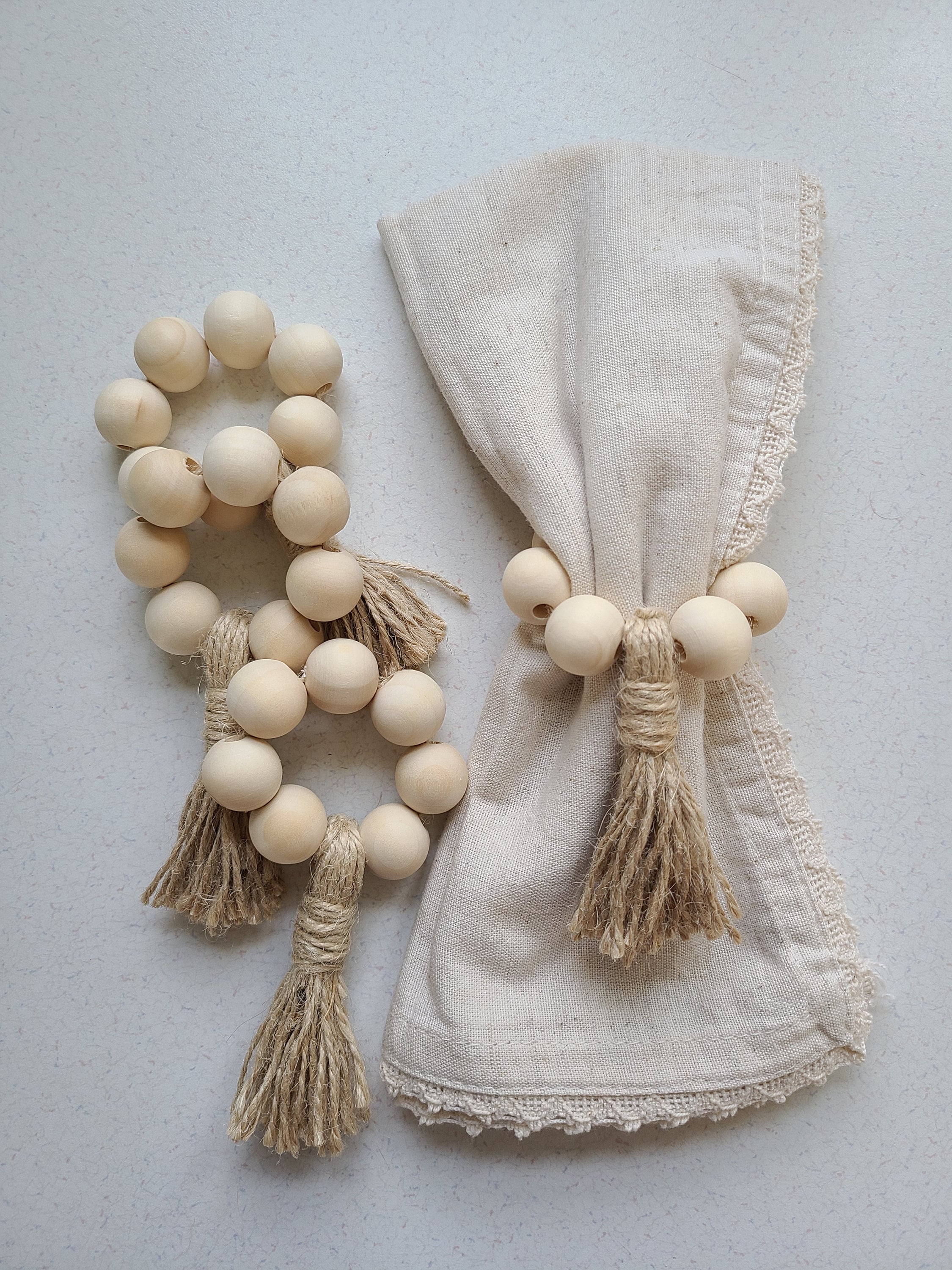 Wood Bead Napkin Rings Farmhouse Napkin Rings Table Decor - Etsy