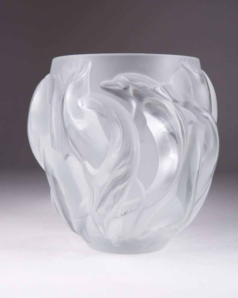 Massive Lalique Dolphins Crystal Vase - Etsy