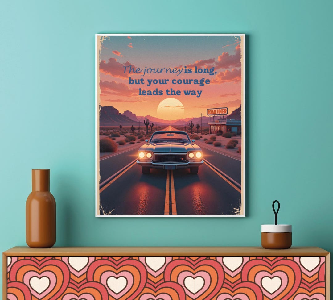 Colorful 1970s Retro Digital Poster - Positive Energy & Freedom With ...