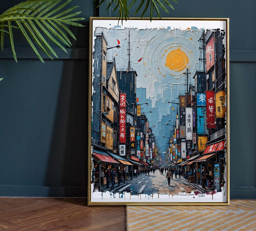 Osaka Japan City Skyline, Digital Oil Painting, Printable Wall Art ...