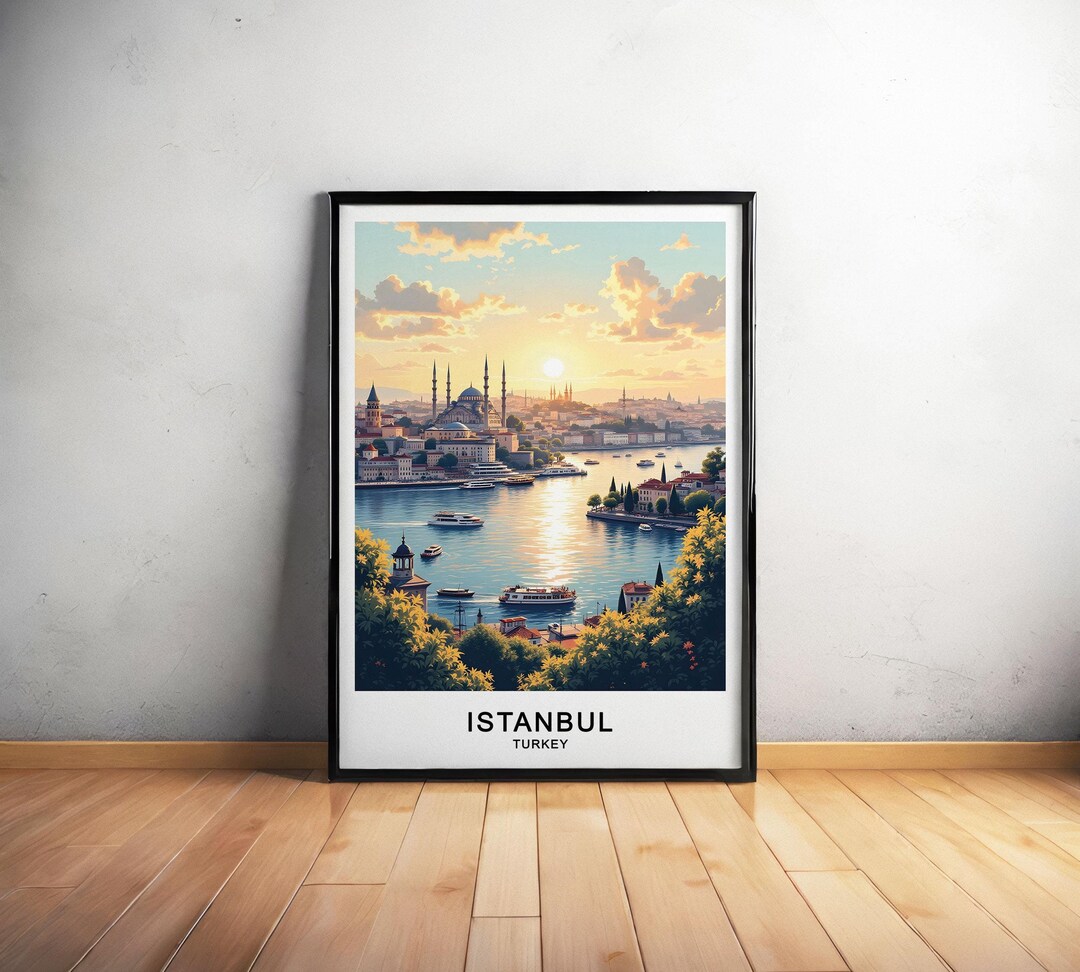 Istanbul Turkey Travel Poster – Majestic Bosphorus View, Galataport ...