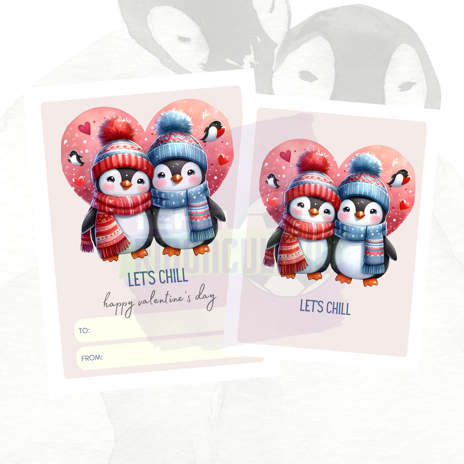 Digital Download Printable Valentine's Day Cards Team Penguins - Etsy