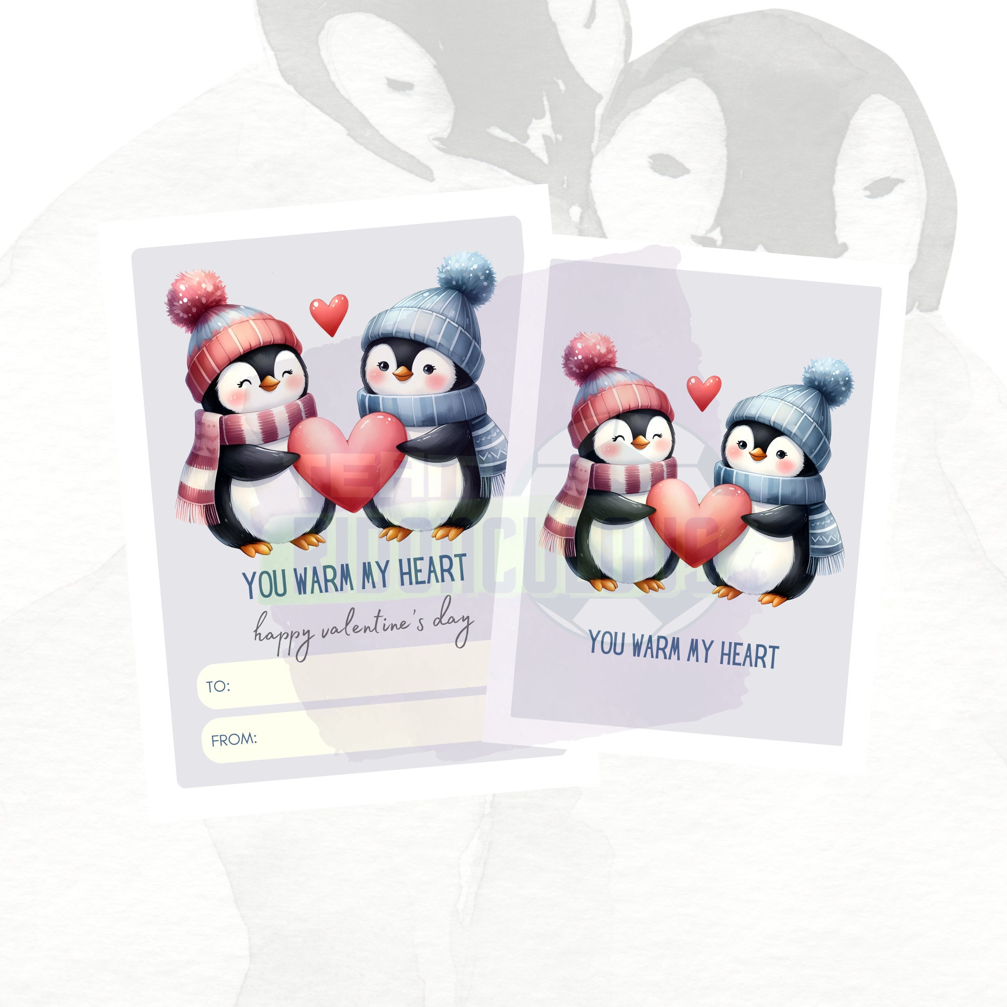 Digital Download Printable Valentine's Day Cards Team Penguins - Etsy