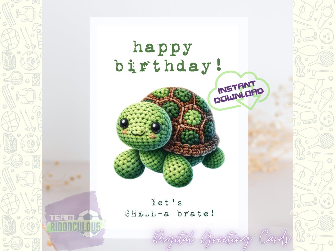 Digital Download | Printable Greeting Card | Happy Birthday - Turtle - Etsy