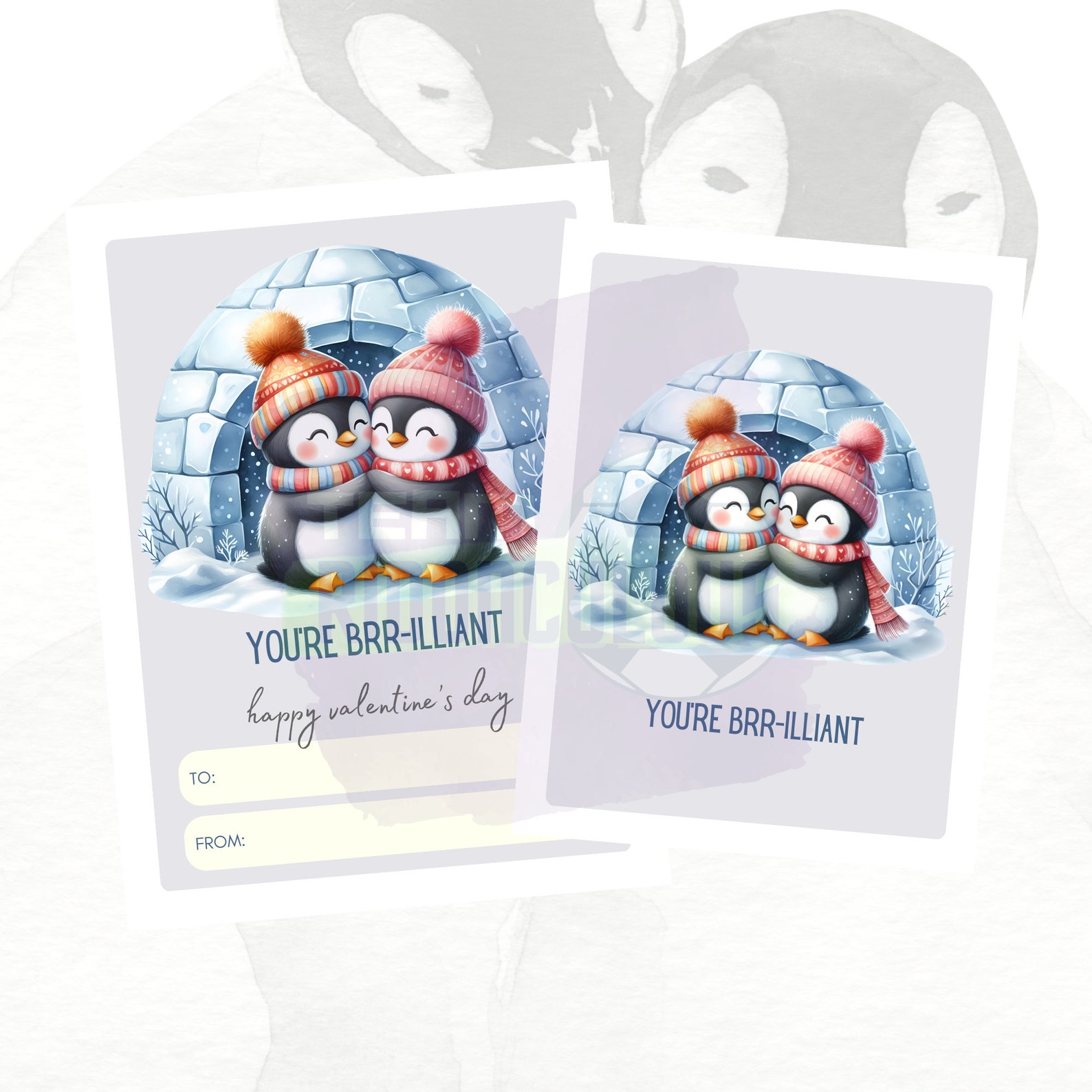 Digital Download Printable Valentine's Day Cards Team Penguins - Etsy