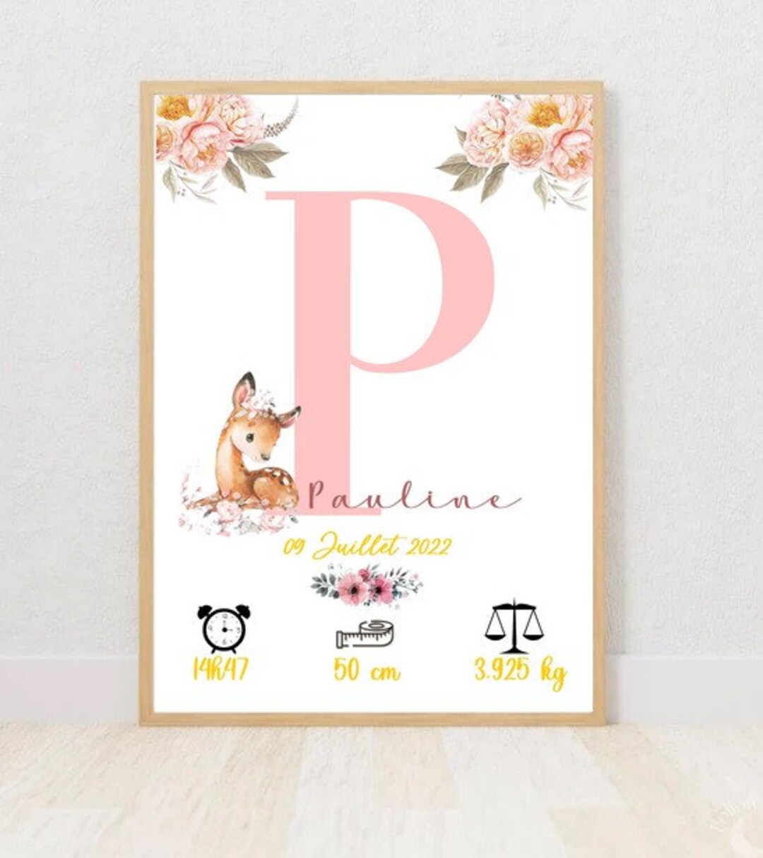 Personalized Poster Birth Initial First Name - Etsy