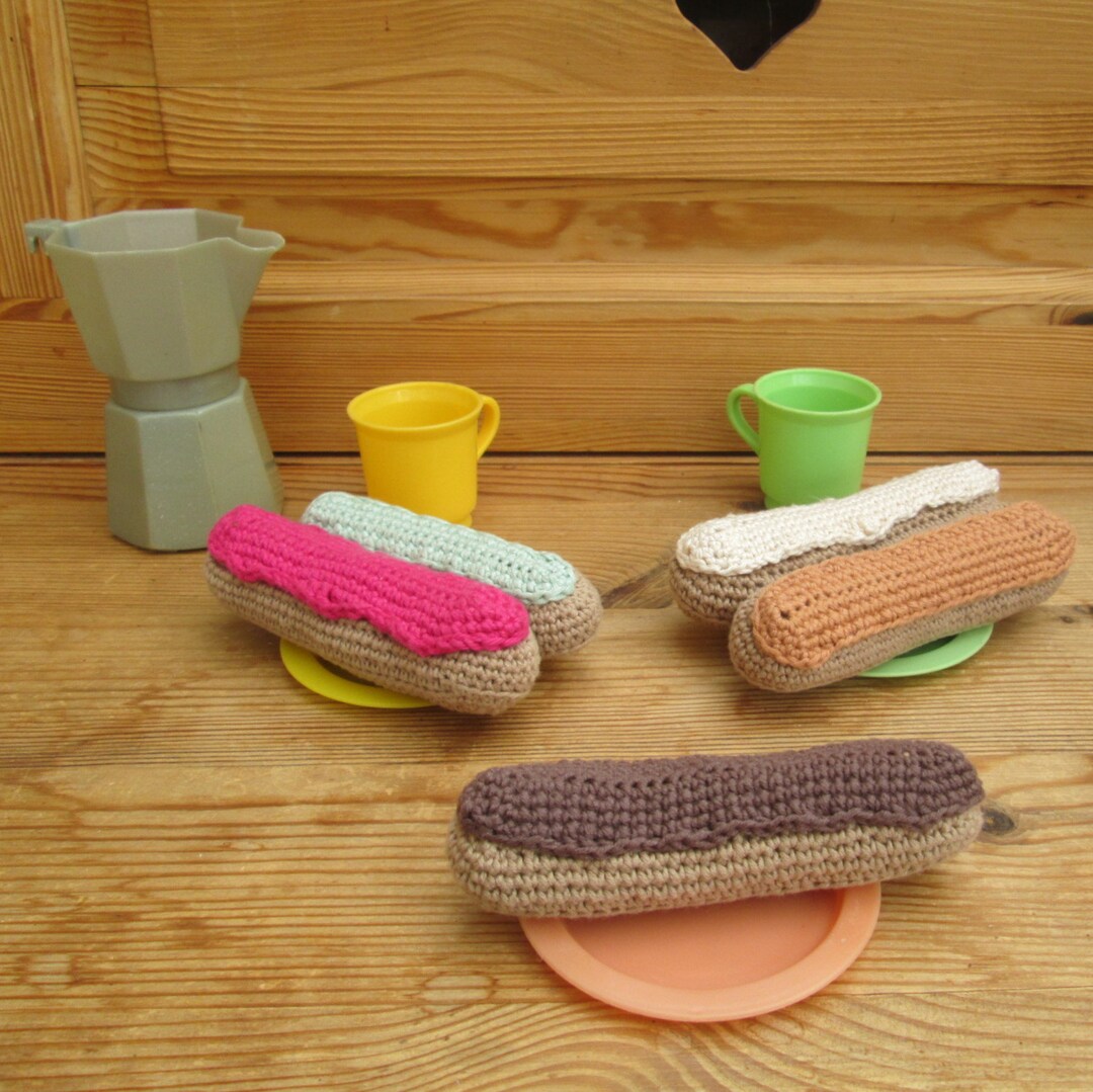 Crochet Pastry Dinette Chocolate Eclair Coffee Eclair - Etsy