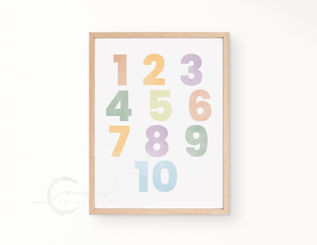 Number Educational Poster L Neutral Rainbow L Nursery Toddler Playroom ...