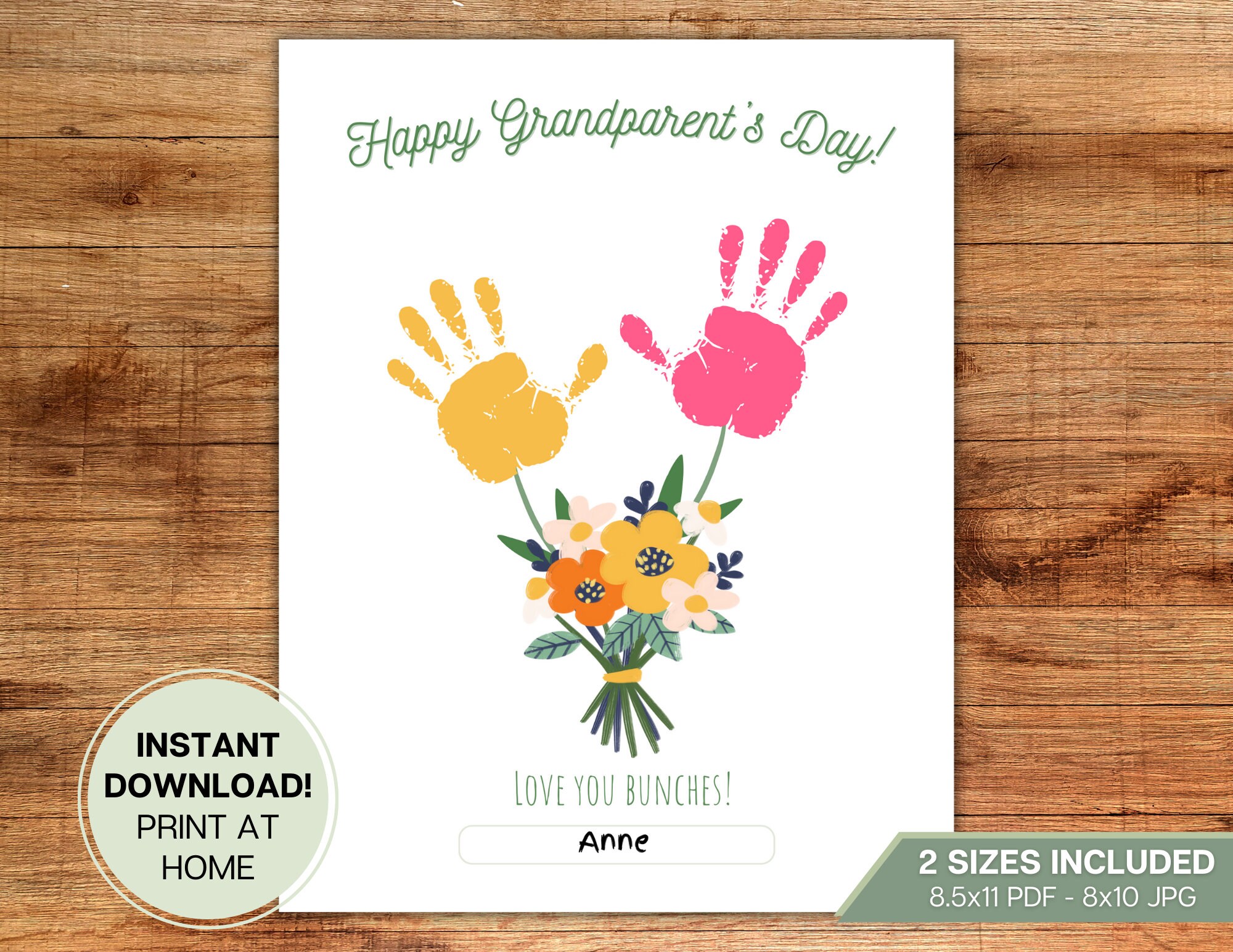 Grandparent's Day Handprint Craft Card From Child, Toddler, Baby L ...