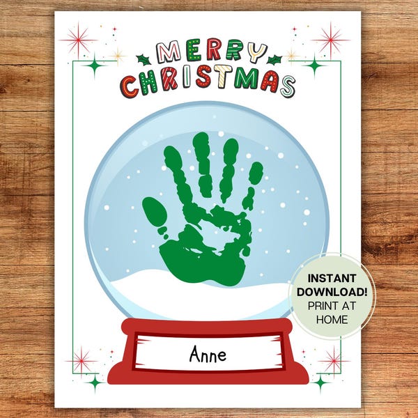 Handprint Snowglobe - Etsy