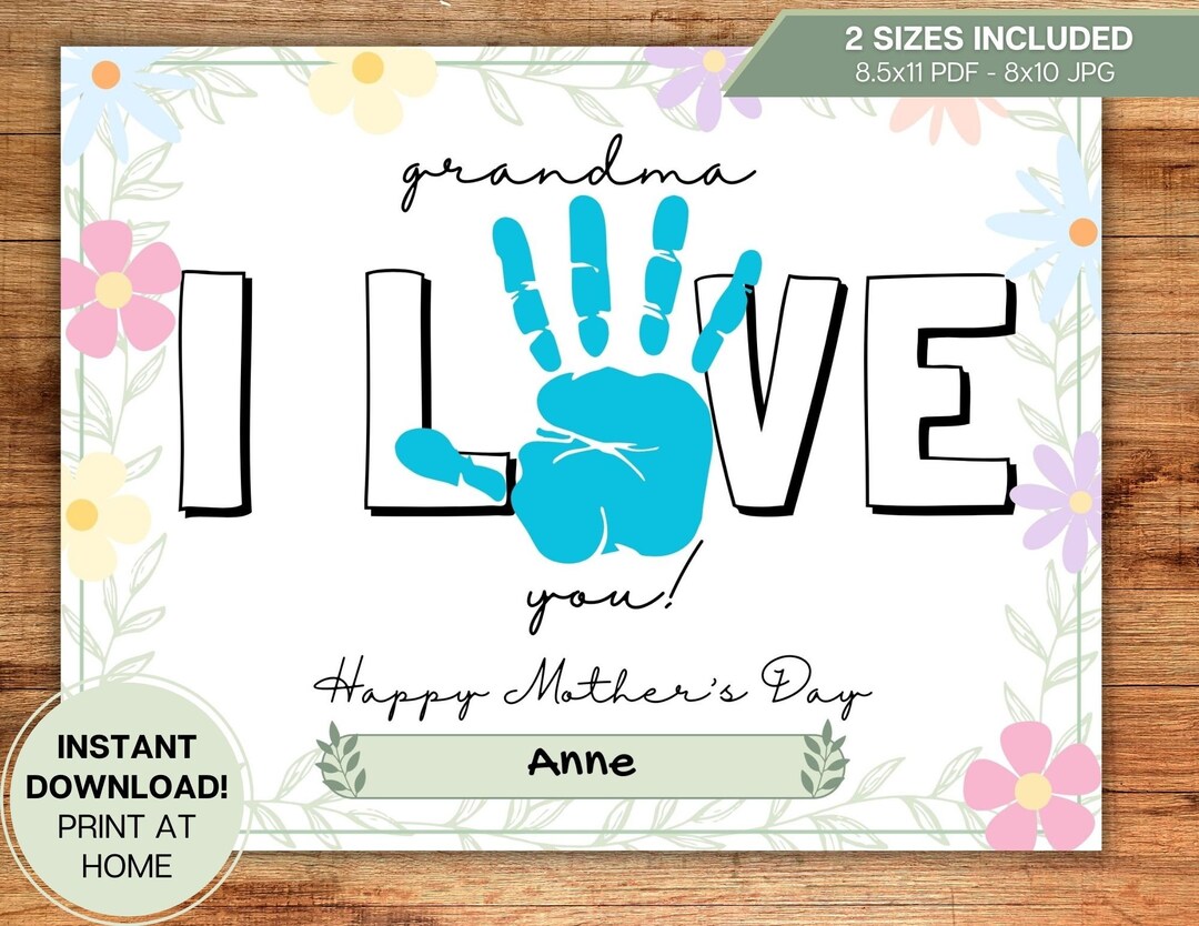 Love Grandma Mother's Day Handprint Craft Card L Child, Toddler, Baby L ...