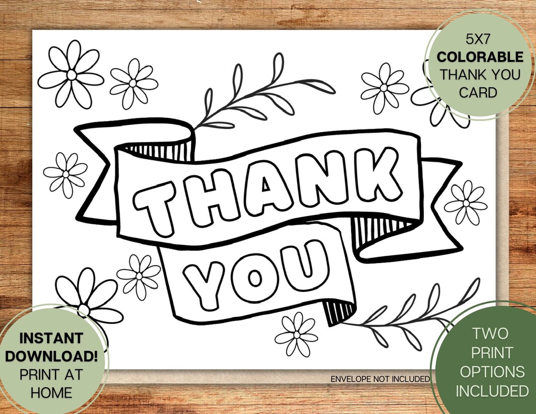 Thank You Card From Child L Colorable Coloring Craft L Gift L Teacher ...