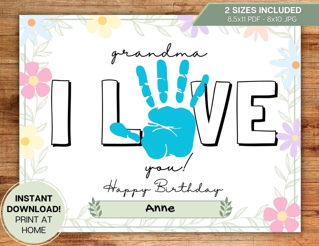 Grandma Happy Birthday Love Handprint Craft Card L Child, Toddler, Baby ...