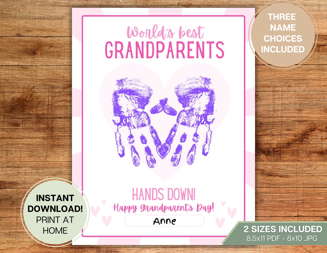 World's Best Grandparent Handprint Craft Card From Child, Toddler, Baby ...