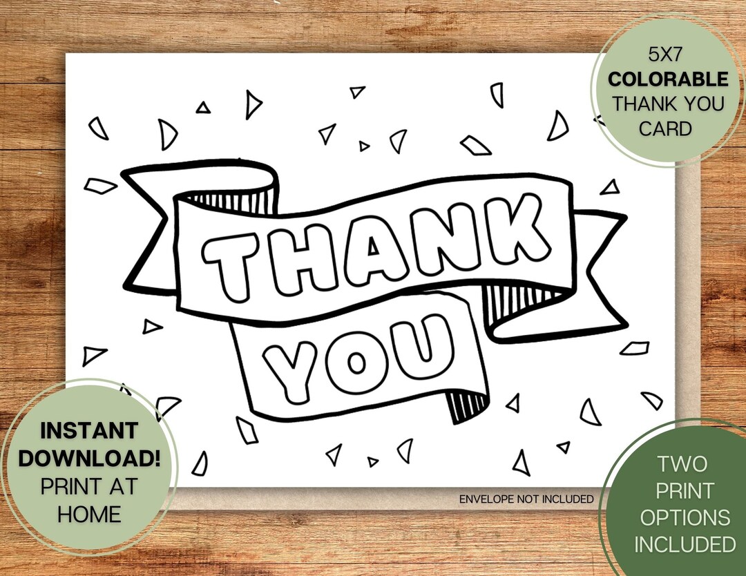 Thank You Card From Child L Colorable Coloring Craft L Gift L Teacher ...