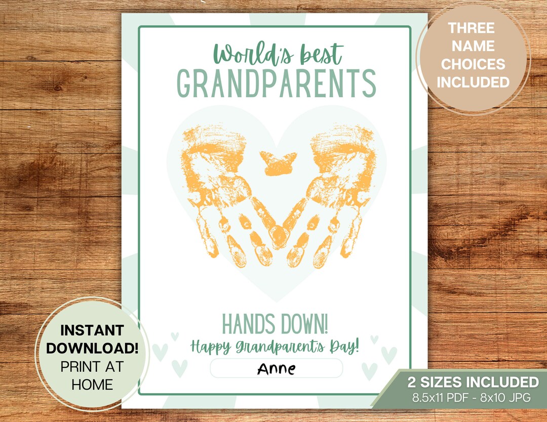 World's Best Grandparent Handprint Craft Card From Child, Toddler, Baby ...