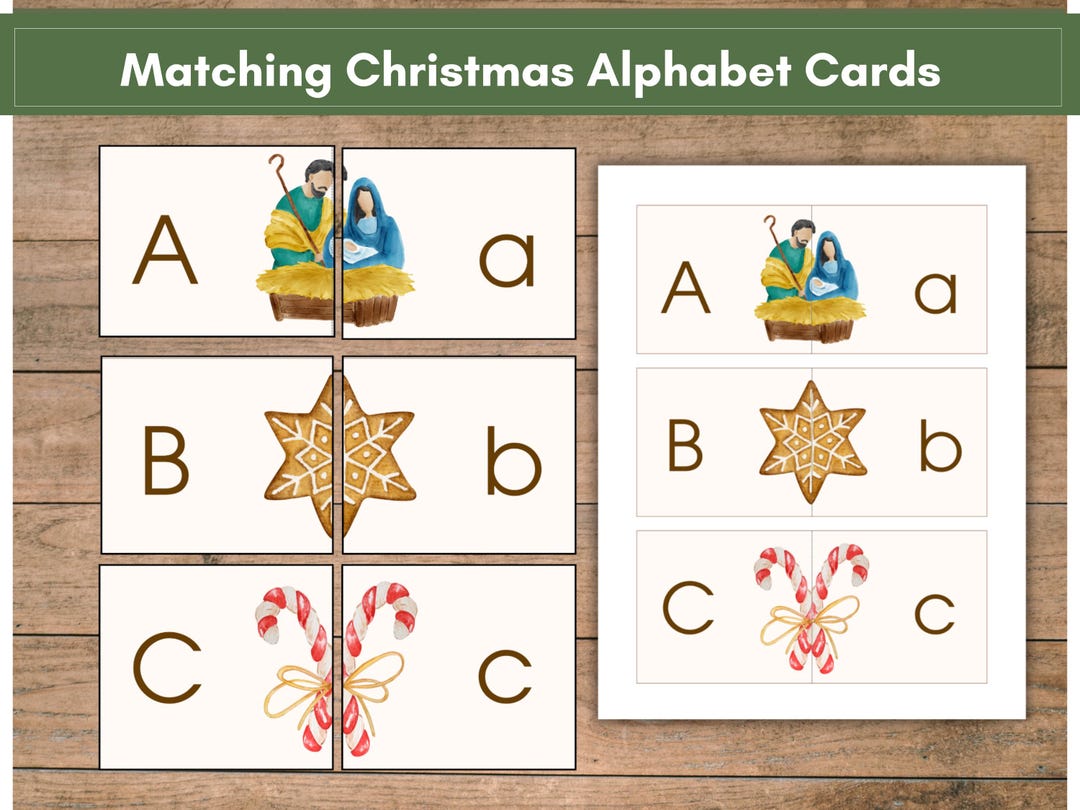 Christmas Printable Alphabet Matching Flashcards L Homeschool L ...