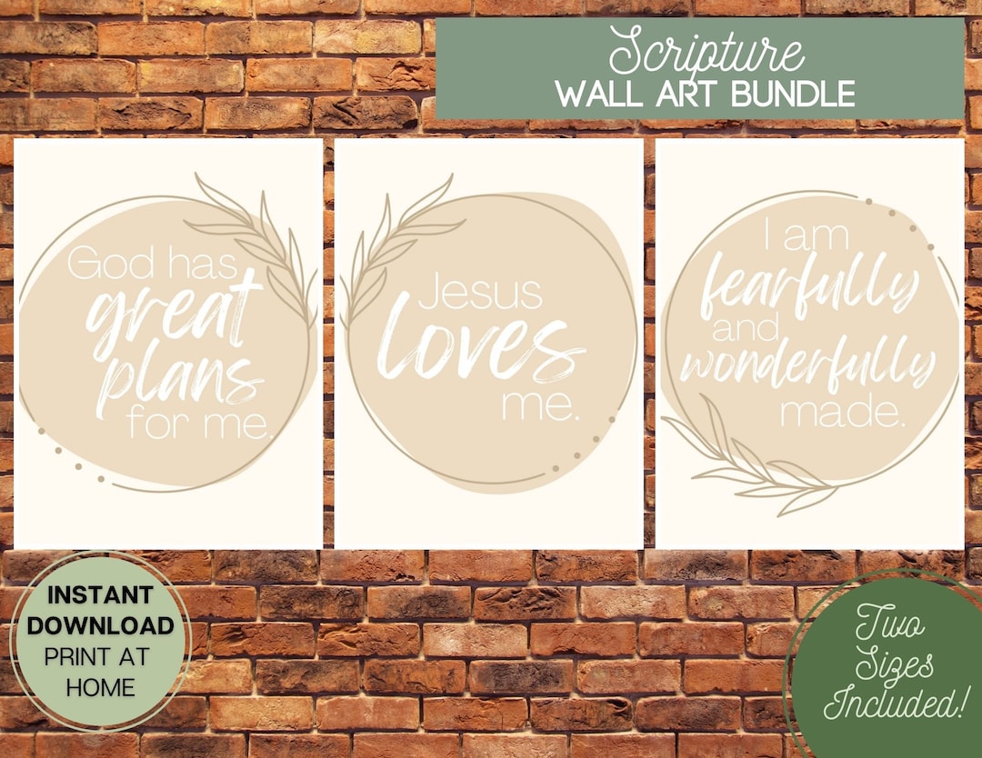 Bible Verse Nursery Decor L Printable Scripture Poster Set Playroom ...