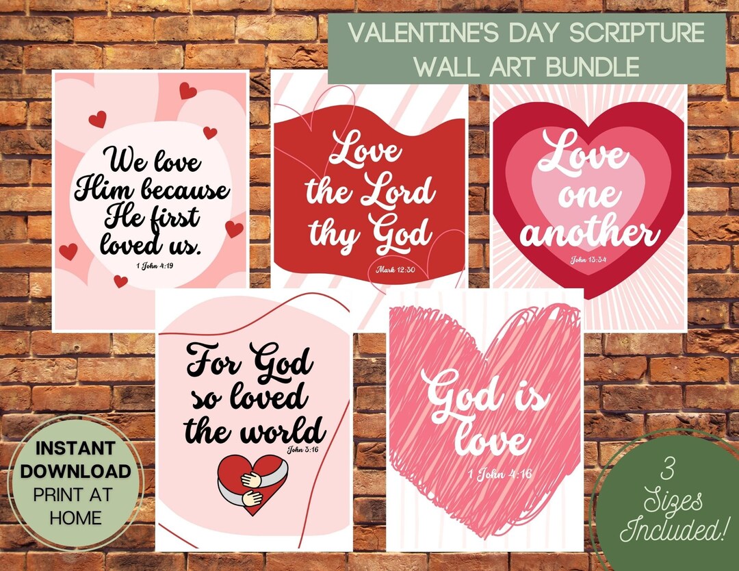 Valentine's Day Bible Verse Nursery Decor L Printable Poster Set ...