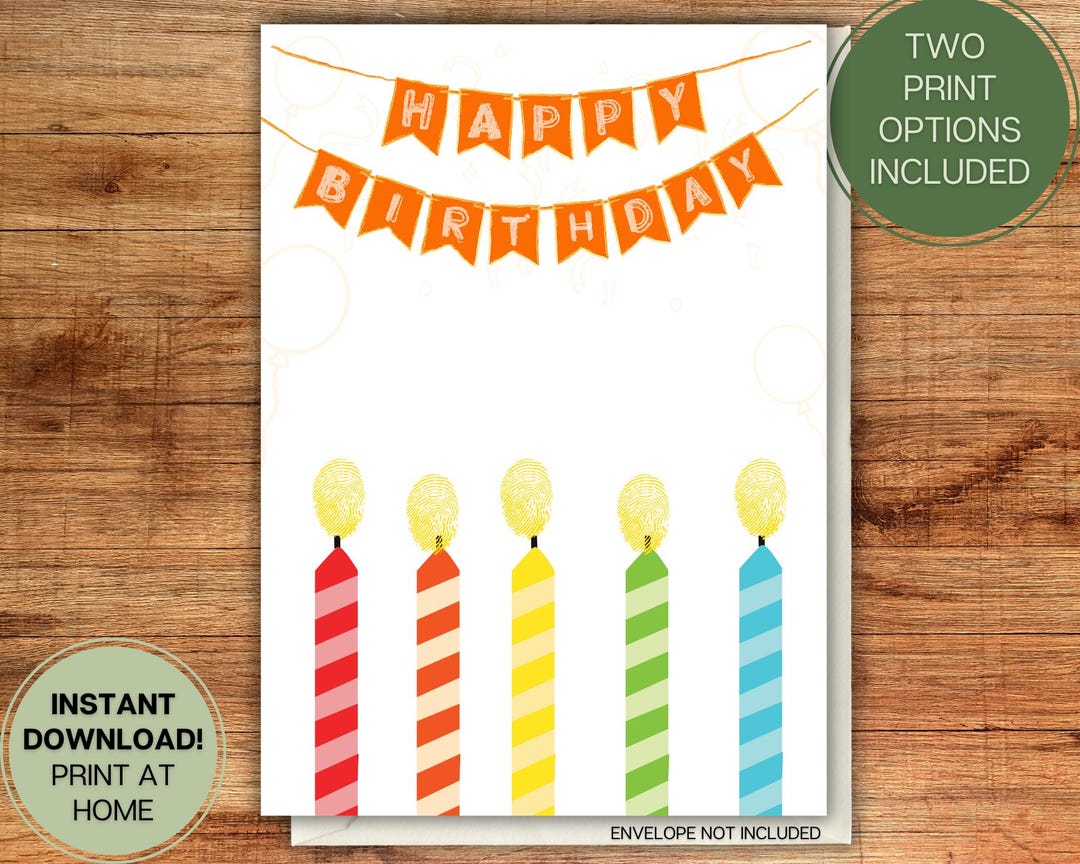 Happy Birthday Candle Fingerprint Card L Kid, Toddler, Child L Craft L ...