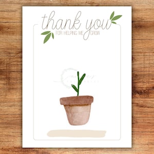 Thank You for Helping Me Grow Handprint Craft Card From Child, Toddler ...
