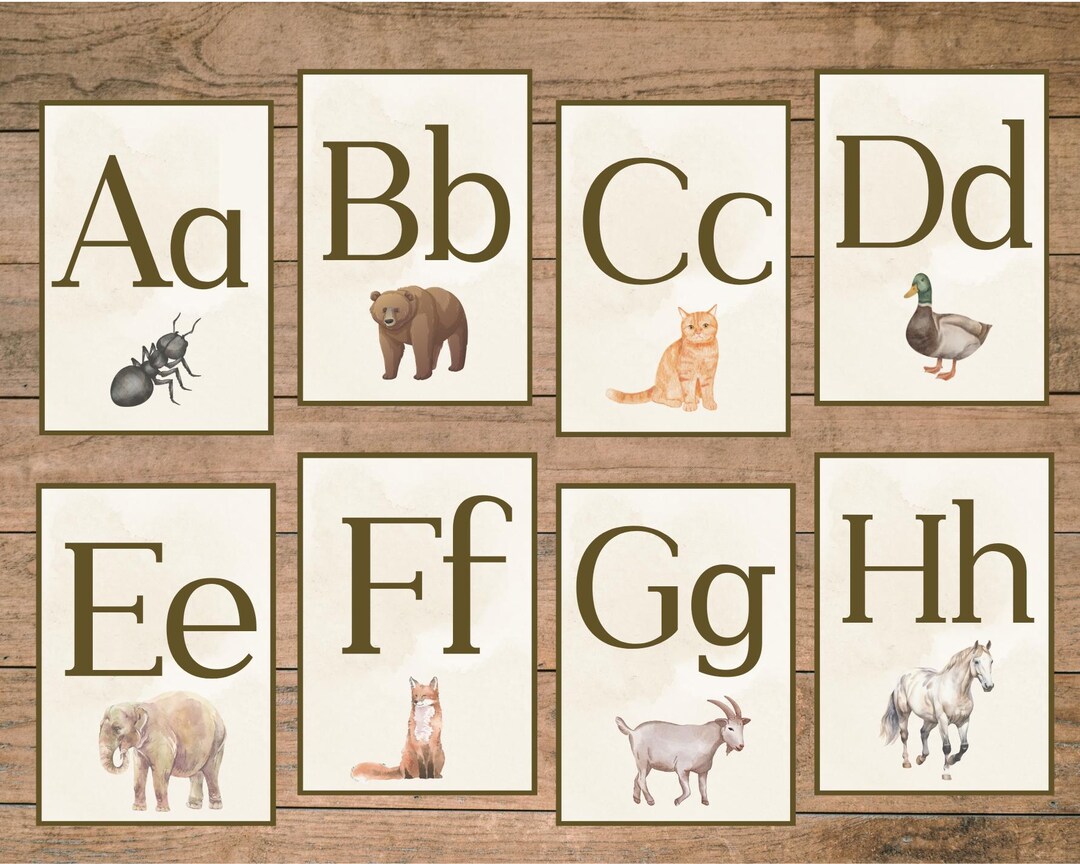 Printable Alphabet Animal Flashcards L Homeschool L Letter Decor L ...