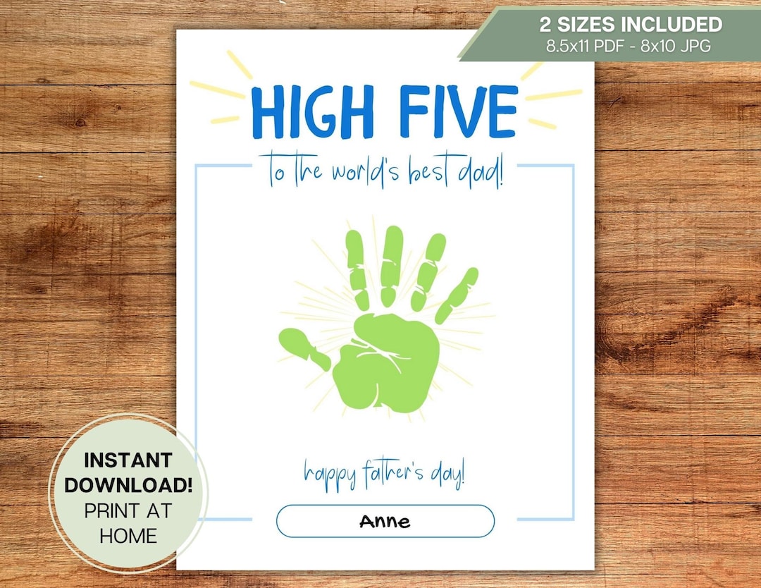 High Five Happy Father's Day Card L Baby, Toddler, Child, Footprint ...