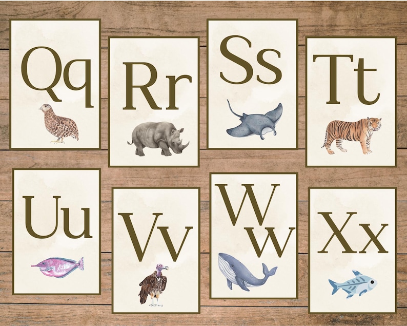 Printable Alphabet Animal Flashcards L Homeschool L Letter Decor L ...