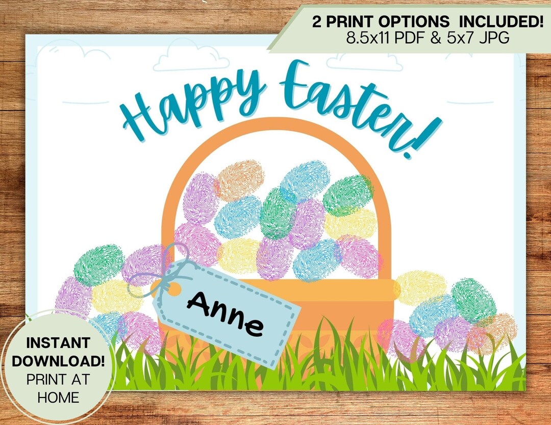Happy Easter Fingerprint Craft Card L Child, Toddler, Handprint ...