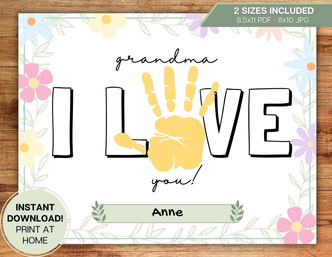 I Love Grandma Handprint Craft Card L Keepsake L Toddler, Baby L ...