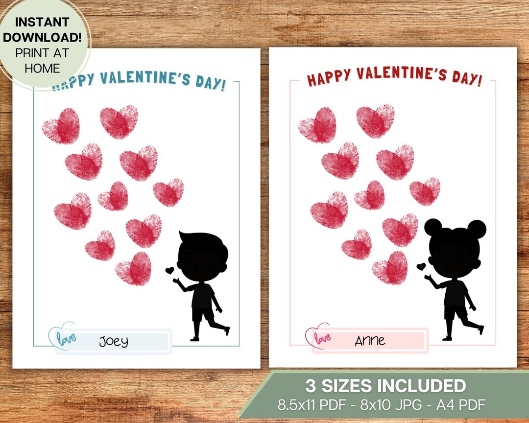 Valentine's Day Fingerprint Craft Card L Child, Toddler, Handprint ...