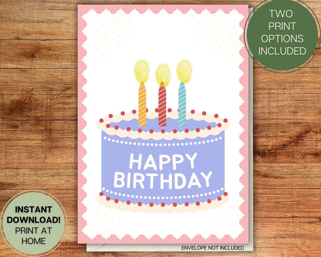 Happy Birthday Candle Fingerprint Card L Kid, Toddler, Child ...