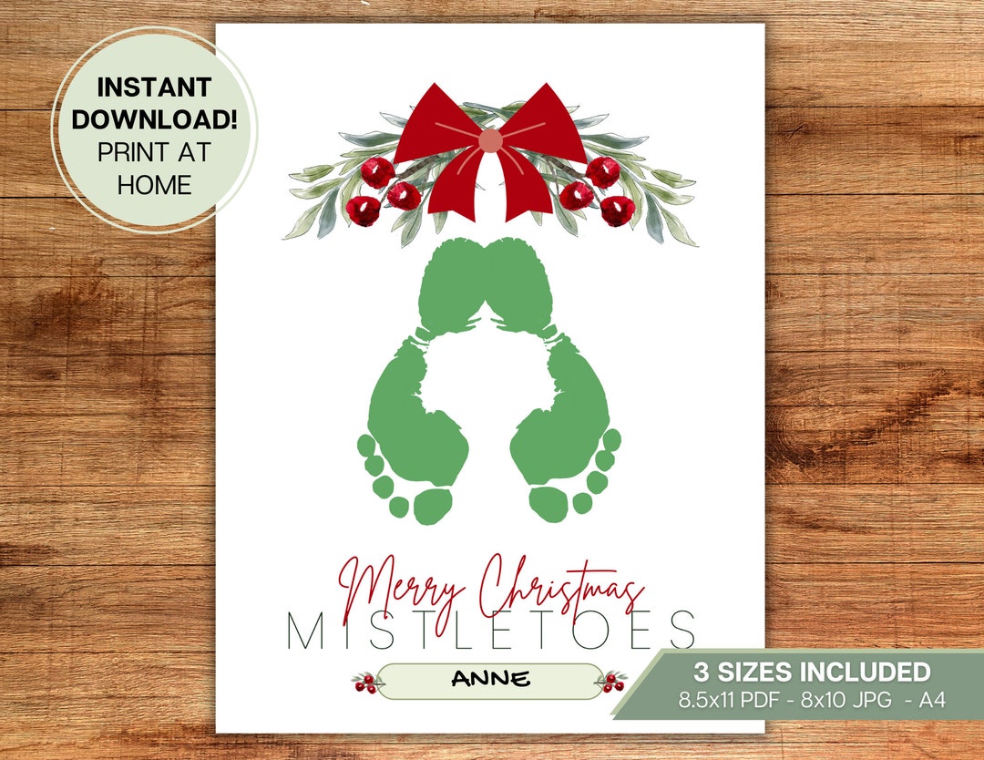 Mistletoe Christmas Craft L Holiday, Kid, Child, Baby, Footprint L ...