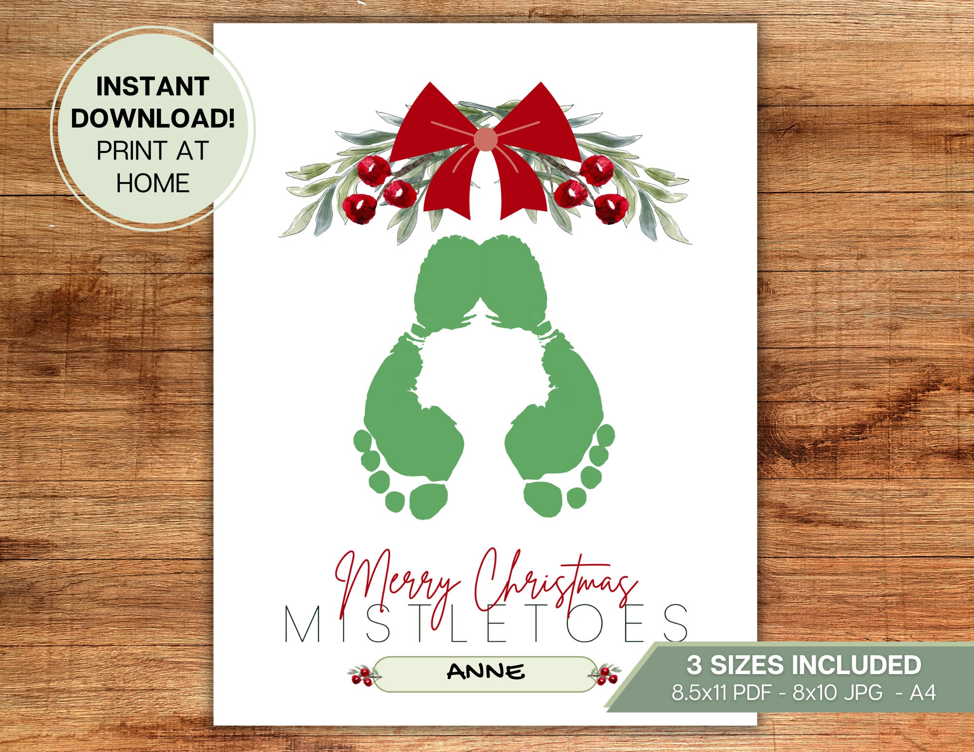 Mistletoe Christmas Craft L Holiday, Kid, Child, Baby, Footprint L ...
