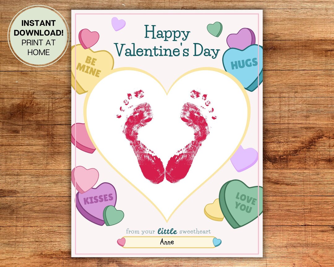 Valentine's Day Thumbprint Craft Card L Child, Toddler, Handprint ...