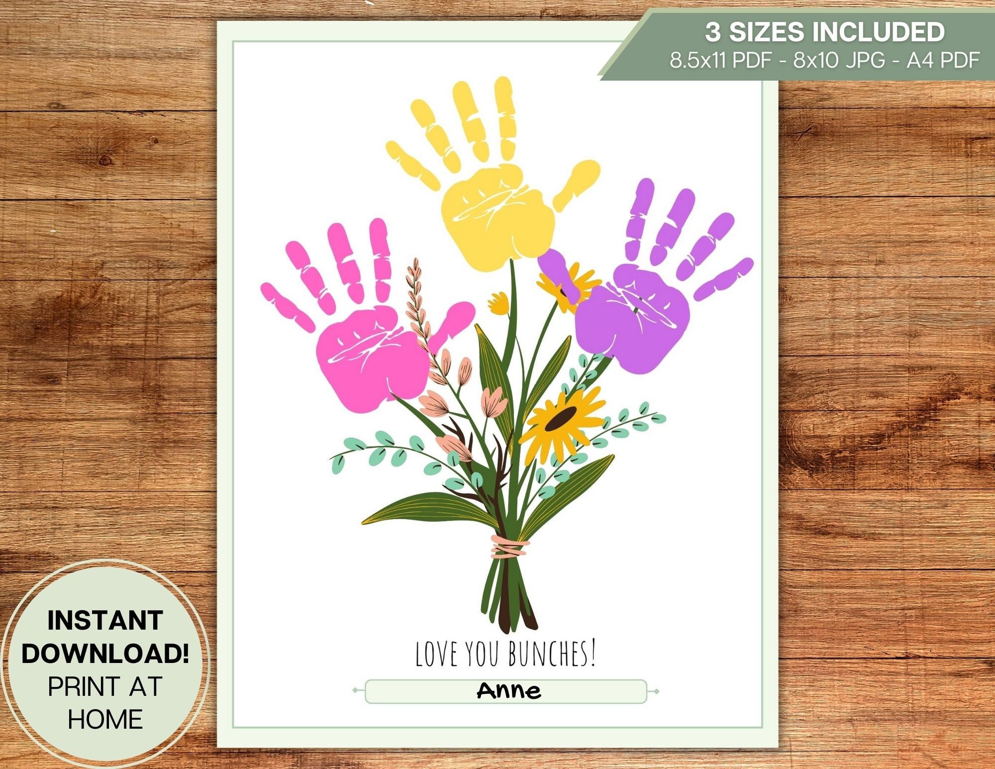 Love You Bunches Bouquet Handprint Craft Card From Child, Toddler, Baby ...