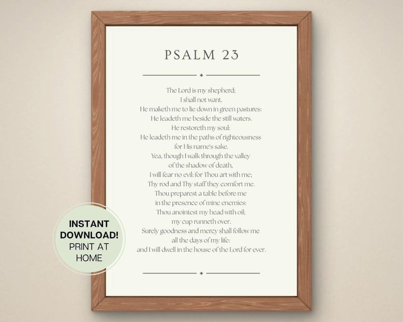 Psalm 23 L Christian Printable Scripture Poster Church Home Sunday ...