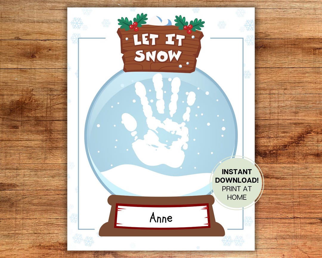 Let It Snow Handprint Personalized Printable Art | DIY Winter Gift for ...
