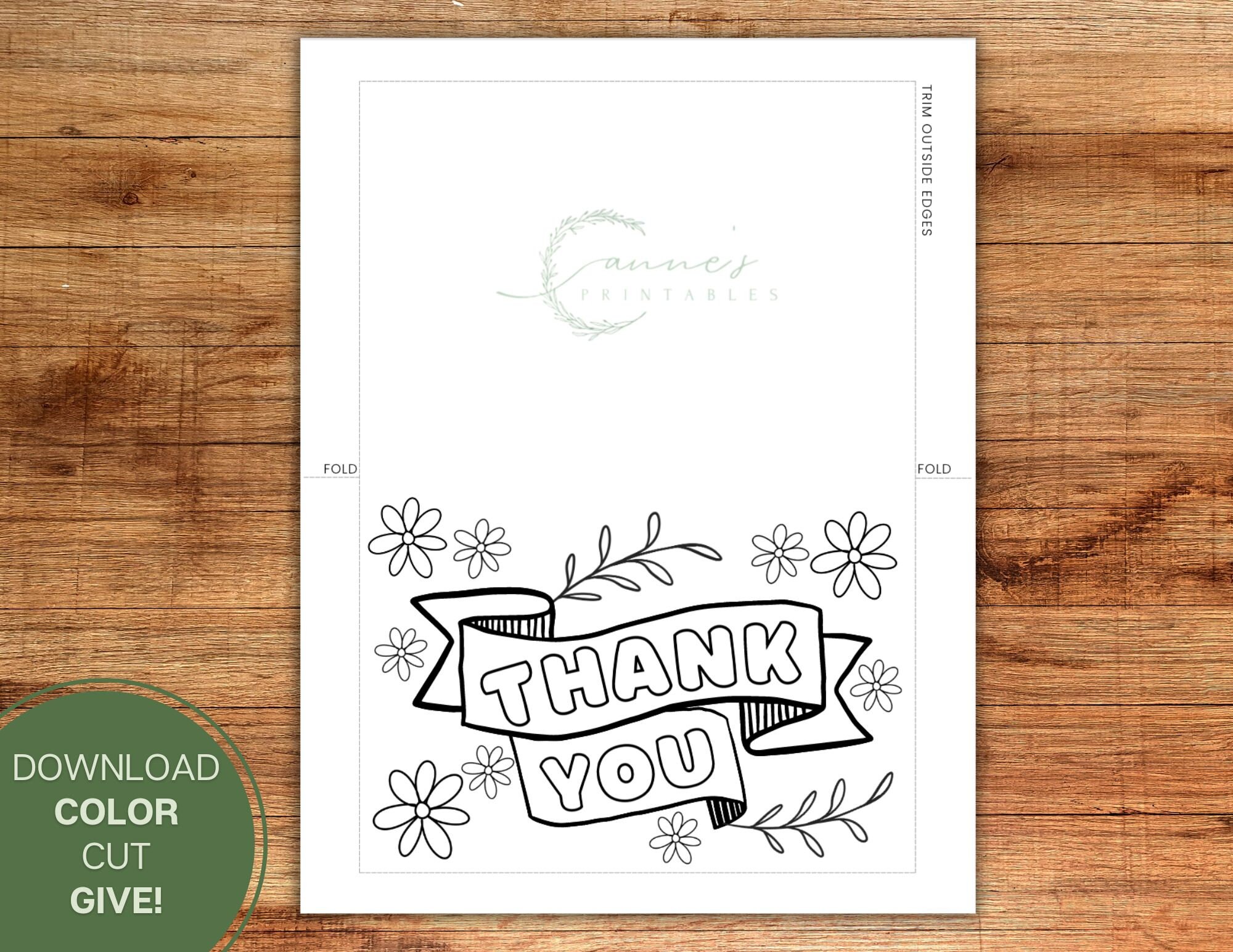 Thank You Card From Child L Colorable Coloring Craft L Gift L Teacher ...