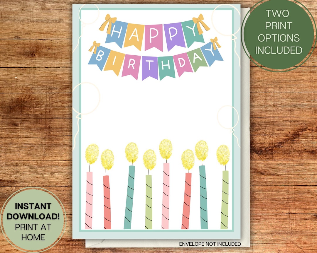 Happy Birthday Candle Fingerprint Card L Kid, Toddler, Child ...
